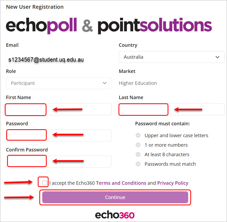EchoPoll - Create your EchoPoll account - eLearning - University of Queensland